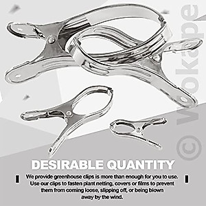 Wokape 40Pcs 3.5 Inch Stainless Steel Garden Clips, Heavy Duty Clamps with Large Open, Strong Grip Clips for Greenhouse Plant Cover Netting/ Garden Shade Cloth/ Beach Towel/ Clothespins/ Quilt