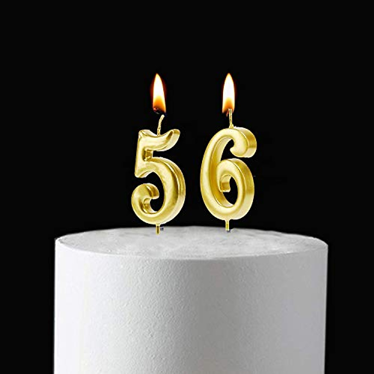 MMJJ Gold 56th Birthday Candles, Number 56 Cake Topper for Birthday Decorations