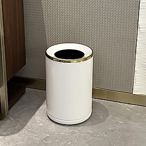 YOJIA 2.6 Gallon/10L Office Trash Cans,Open Top Waste Basket,White and Elegant Trash bin,Light Luxury Garbage Can,for Desk,Hotel,Living Room,Bedroom,Bathroom,Kitchen,RV,Cafe (White)