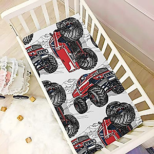 Truck Car Crib Sheets for Baby Soft and Breathable Baby Crib Sheets Machine Washable Toddler Sheets for Girl Kid Baby