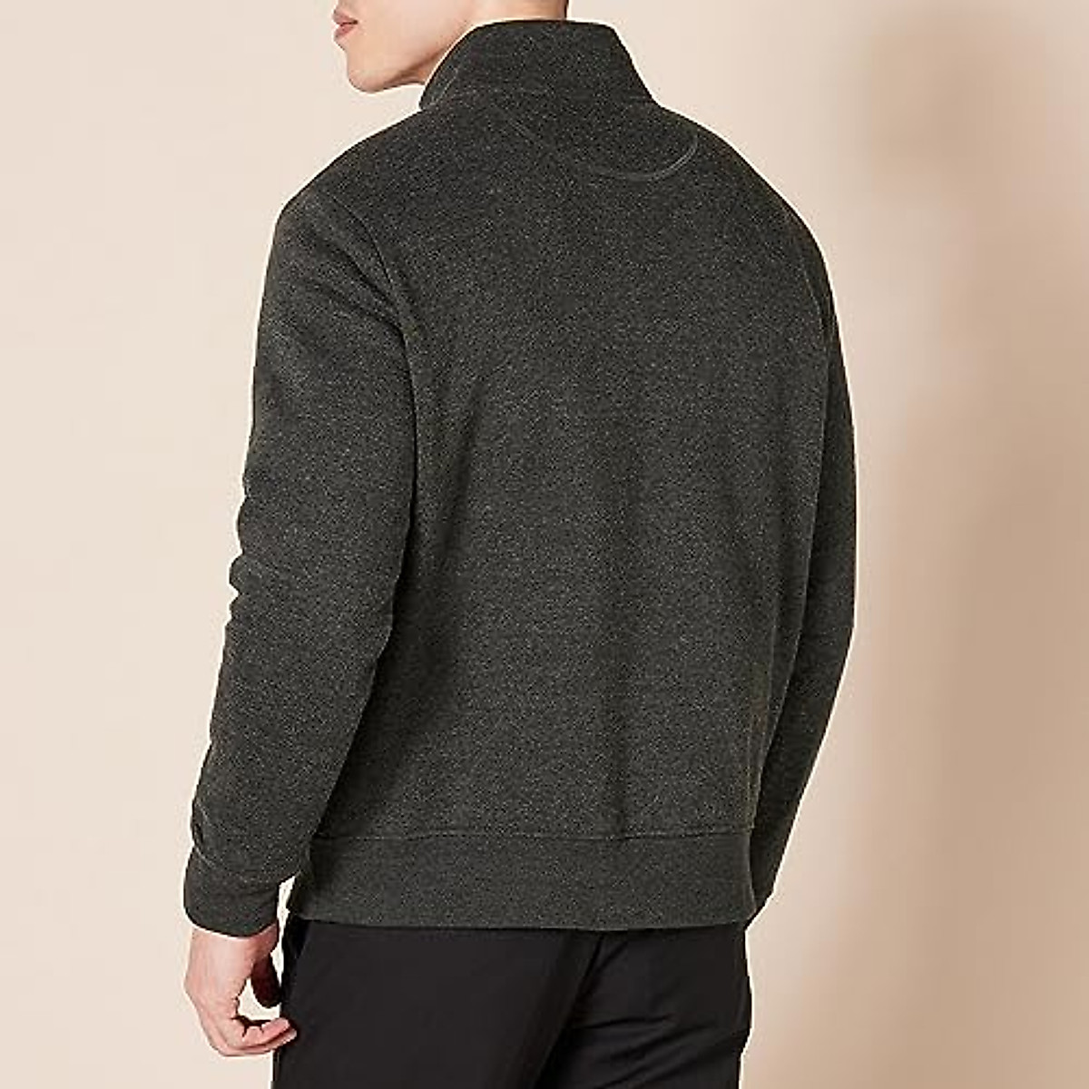 Amazon Essentials Men's Quarter-Zip Polar Fleece Jacket, Charcoal Heather, Large