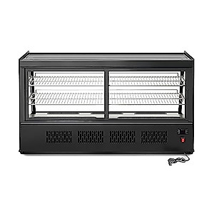 KoolMore CDC-7C-BK 48 in. Refrigerated Bakery Display Case with Clear Glass Front, Sliding Rear Doors, LED Lighting, Adjustable Temperature, and Dual Shelving for Baked Goods in Black, 7 cu. ft