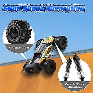 ScharkSpark Brushless RC Cars for Adults Fast 70 KPH, 4WD High Speed All Terrain RC Truck, Remote Control Car for Adults with 50 Min Runtime, 1:16 Offroad Monster Truck with Metal Parts & 2 Batteries