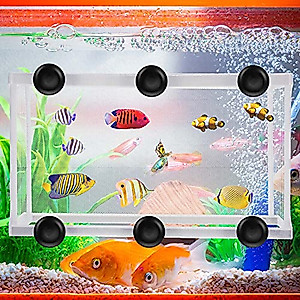 2 Pieces Fish Tank Breeder Net Big Breeding Fish Netting Fish Hatchery Breeder Box Separation Net Plastic Frame Breeder Box Fry Hatchery Incubator Mesh Fish Breeding Box with Suction Cup for Aquarium