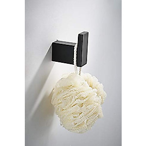 Klabb HBB-40 Square Type SUS 304 Stainless Steel Coat Hook Single Towel/Robe Clothes Hook for Bath Kitchen Garage Heavy Duty Contemporary Square Style Wall Mounted, Matte Black