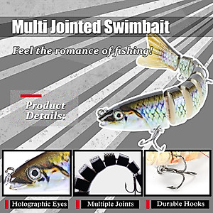 Atibin Lifelike Swimming Fishing Lures Saltwater Slow Sinking Fishing Lure Topwater Trout Bionic Swim Bait Bass Set B1-5",0.63oz