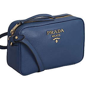 Prada Royal Blue Vitello Phenix Leather Shoulder Camera Bag 1BH103