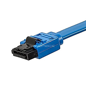 Monoprice 108782 18-Inch SATA 6Gbps Cable with Locking Latch, Blue