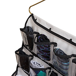 Qrandy 42 Pockets Hanging Closet Jewelry Dual-sided Organizers Bra Underwear Socks Ties Storage