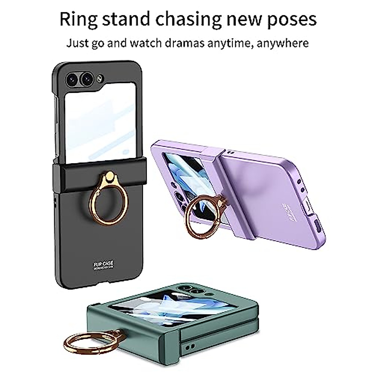 SHIEID for Samsung Z Flip 5 Case with Hinge Protection & Ring Holder Small Screen Protection Cover for Galaxy Z Flip 5 Case, Purple