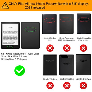 WALNEW Case for Kindle Paperwhite 11th Generation & Signature Edition(6.8”)- Slim Lightweight PU Leather Foldable Protective Case Cover Accessories with Auto Wake/Sleep, Flower
