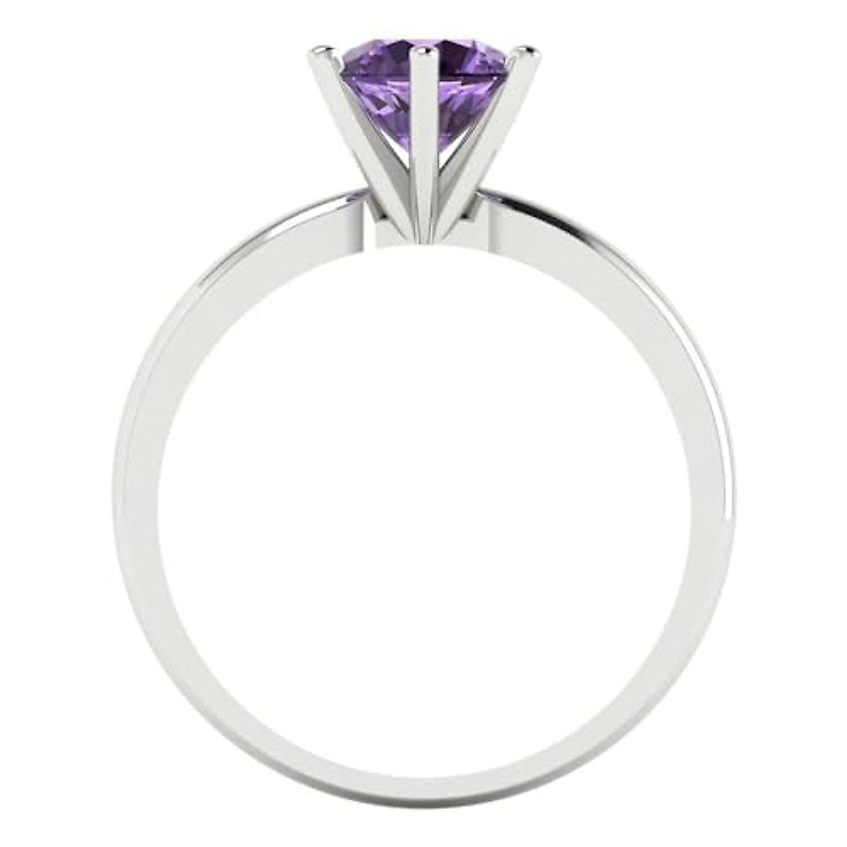 Clara Pucci 1.0 ct Round Cut Solitaire Simulated Alexandrite Engagement Bridal Promise Anniversary Ring in 18K White Gold Size 3.5