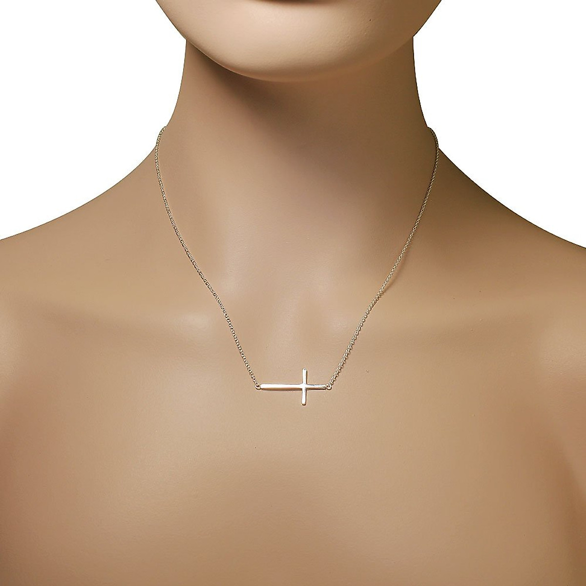 My Daily Styles 925 Sterling Silver Sideways Cross Necklace for Women - Yellow Gold & Rose Gold - Womens Jewelry Gift for Birthday, Christmas and Mother's Day