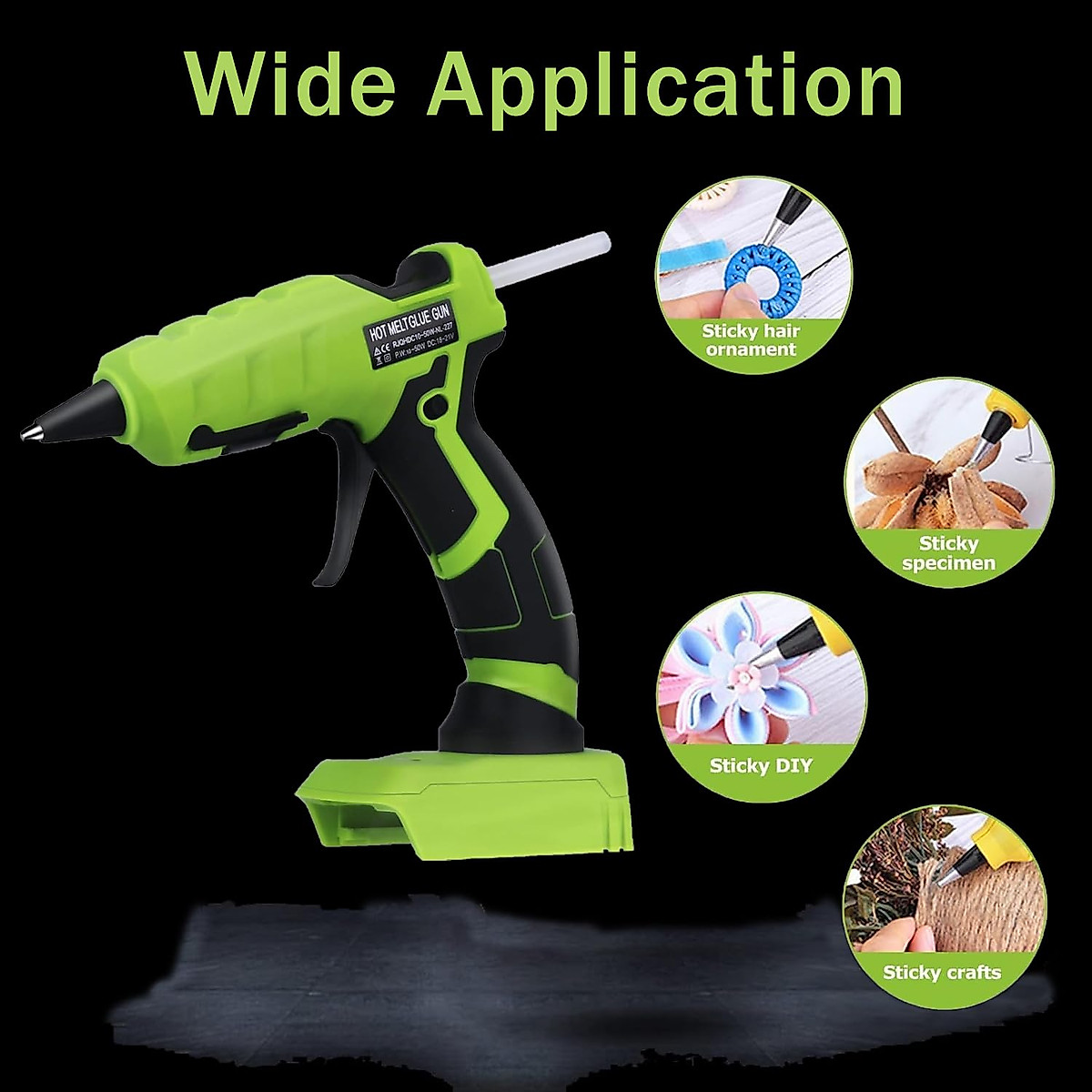 50W Cordless Hot Glue Gun for Black&decker 20V Max Li-ion Battery,3-5 minutes Fast Preheating with 30pcs Glue Sticks DIY Repair Tool(Battery Not Included)