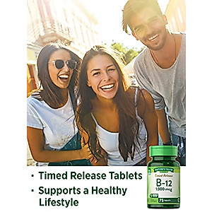 B12 Vitamin Supplement | 1000 mcg | 75 Timed Release Tablets | Non-GMO & Gluten Free | Nature's Truth