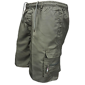 ikoopetu Zipper Pockets Hiking Athletic Running Shorts,Men's Casual Cargo Pants Shorts Loose Summer Outdoor Sports Pants (Military Green,S)