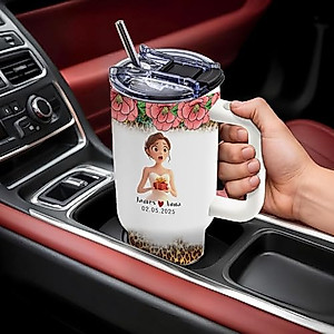 Personalized 40oz Tumbler with Handle – wedding kiss-Custom Couple Gift for Anniversary Wedding Gift, Birthday, Mother's Day, Valentine’s Day P64ppi