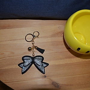 Popfizzy Cheer Bow Keychain, Bling Backpack Key Chain for Cheerleaders, Rhinestone Cheerleading Purse Charms