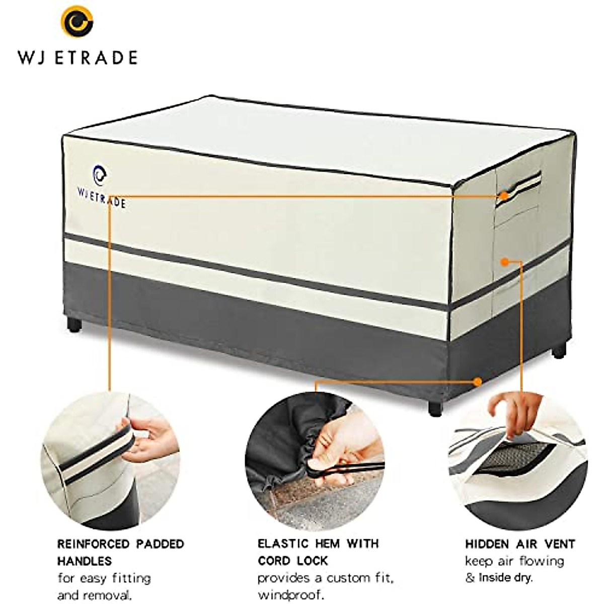 Patio Table Covers, Outdoor 600D Heavy Duty Waterproof UV Resistant Dining Table Cover, 67x44x28 inch, Beige+Grey