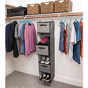 Internet's Best Hanging Closet Organizer with Drawers - 6 Shelf - 3 Drawers - Clothing Sweaters Shoes Accessories Storage - College Dorm Essential - Grey