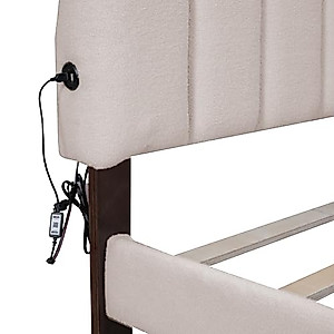 HAUSHECK Upholstered Bed Frame Queen Size with Teddy Fleece Headboard, Big Drawer, Smart LED Lights and 2 USB Ports, Modern Queen Platform Bed Frame w/Wooden Slats Support, No Box Spring Needed