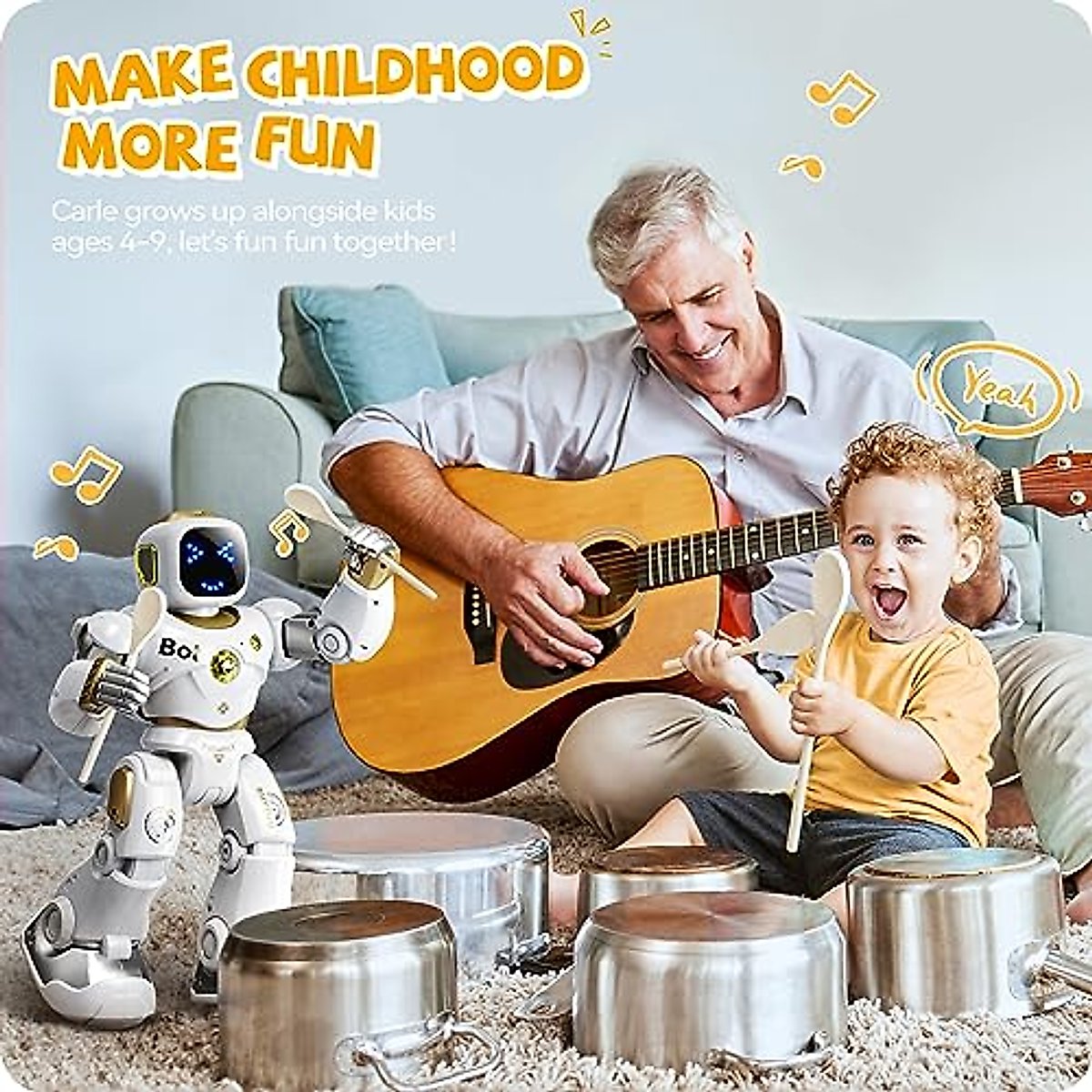 Ruko Smart Robot for Kids, Large Programmable Interactive STEM RC Robot, Voice Control and App Control, Gifts for Boys and Girls 4 5 6 7 8 9, Gold