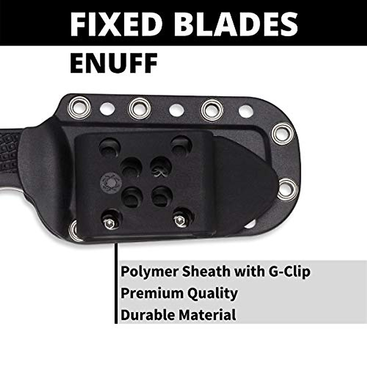 Spyderco Enuff Clip Point Fixed Blade Utility Multitool Knife with 2.75" VG-10 Stainless Steel Blade and Premium Custom-Molded Boltaron Sheath - PlainEdge - FB31CPBK