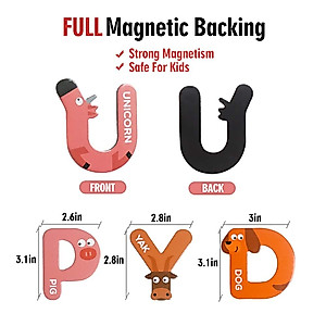 JCREN Jumbo Magnetic Letters Animals Alphabet Toys,Fridge Magnets Stick Large ABC Alphabet Uppercase Toy Set Preschool Learning Spelling Refrigerator Gift for 3 4 5 Year Old Toddler Kids Boys Girls