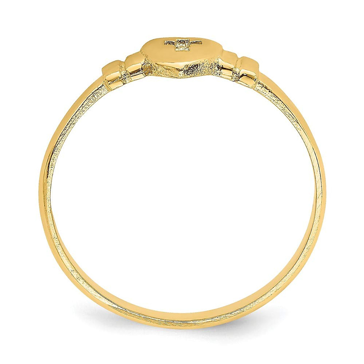 Solid 14k Yellow Gold Heart Cut-Out Cross Ring Band Size 5