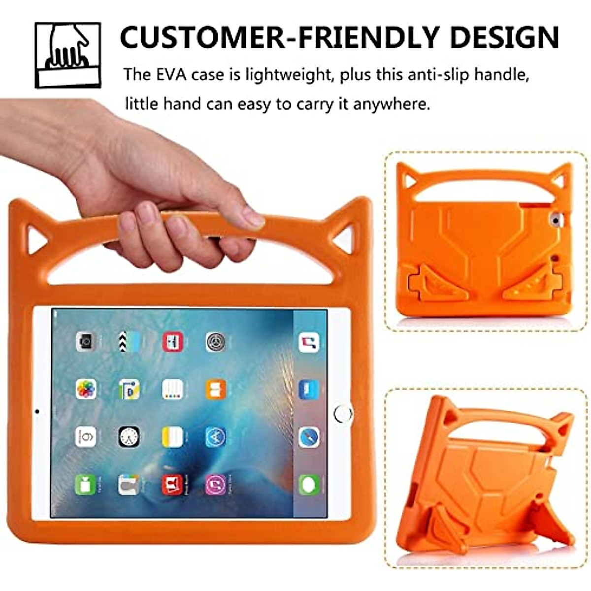 iPad Mini 6 Case for Kids : Safe Shockproof Protection for 8.3 inch Kid Proof + Ultra Lightweight + Comfort Grip Carrying Handle +Folding Stand-Orange