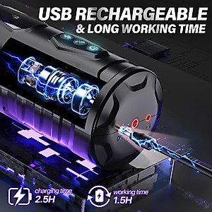 Automatic Male Masturbator Sex Toys for Men - Adult Toy Male Sex Toys with 7 Thrusting & 7 Rotating Modes,Hands Free Pocket Pussy Sex Machine with Visual Window & Suction Base Electric Penis Pump