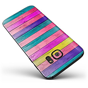 Design Skinz Design Skinz Vibrant Neon Colored Wood Strips Full-Body Wrap Decal Skin-Kit for The Galaxy S7 Edge