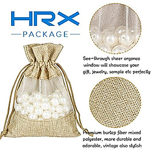 HRX Package Burlap Sheer Bags 5x7 inches, 12pcs Jute Fabric Drawstring Gift Bag Jewelry Pouches for Candy Wedding Party Favor Christmas