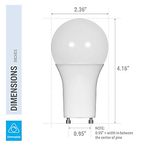 (4 Pack) LED GU24 A19 Light Bulbs 60 Watt Equivalent, 9.5 Watt Dimmable Lights for Home with Twist & Lock Base, Replacing CFL GU24 Ceiling Light, Omni 220 Degree Beam Angle, 800 Lumen Warm White 2700K