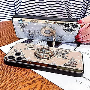 Aulzaju for iPhone 12 Pro Max Phone Case Cute Glitter Girly Women Flower Design,Luxury Plating Pearly Lustre Pattern,Sparkle Bling Diamond Butterfly Kickstand,Plating Hard Back Rugged Bumper Cover