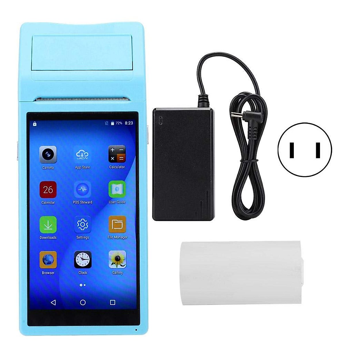 Android POS Terminal Receipt Printer,Handheld Receipt Printers with 5.5- inch Touch Screen support 3G, WIFI, BT3.0 / 4.0 for iBeacon,Quad Core CPU Portable Receipt Print Built-in All-in-One(blue)