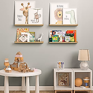 Wallniture Denver 24" Floating Shelves for Kids Room, Wall Bookshelves for Living Room, Wall Mounted Kids Room Shelves, Floating Nursery Shelves, Floating Book Shelves for Kids Room Set of 2