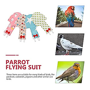 VILLCASE Budgie Diaper 4 Pack Reusable Bird Flight Suit- Breathable Bird Diaper, Bird Clothes with Bowtie Decor, Bird Pee Pads for Parakeet Parrot Canary Budgie Macaw (Size XL) Bird Flight Suit