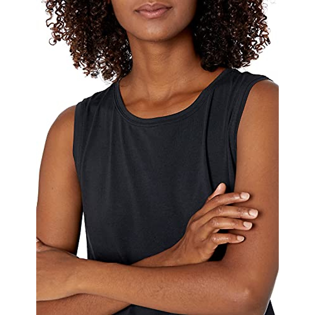 Amazon Essentials Women's Soft Cotton Standard-Fit Yoga Tank (Available in Plus Size) (Previously Core 10), Black, Medium