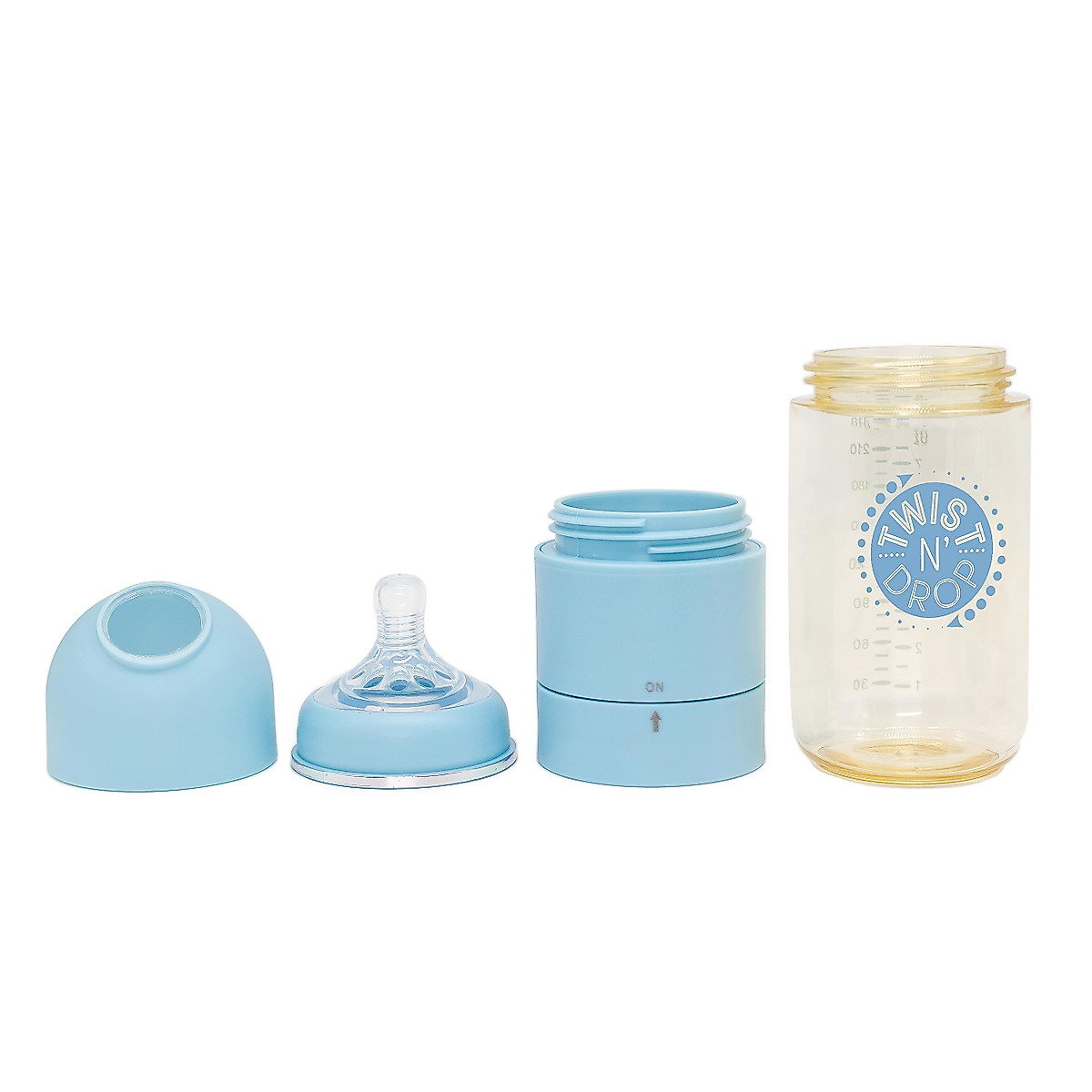 Twist N' Drop 8oz Anti-Colic Formula Mixing/Dispensing Baby Bottles BPA Free (Blue)