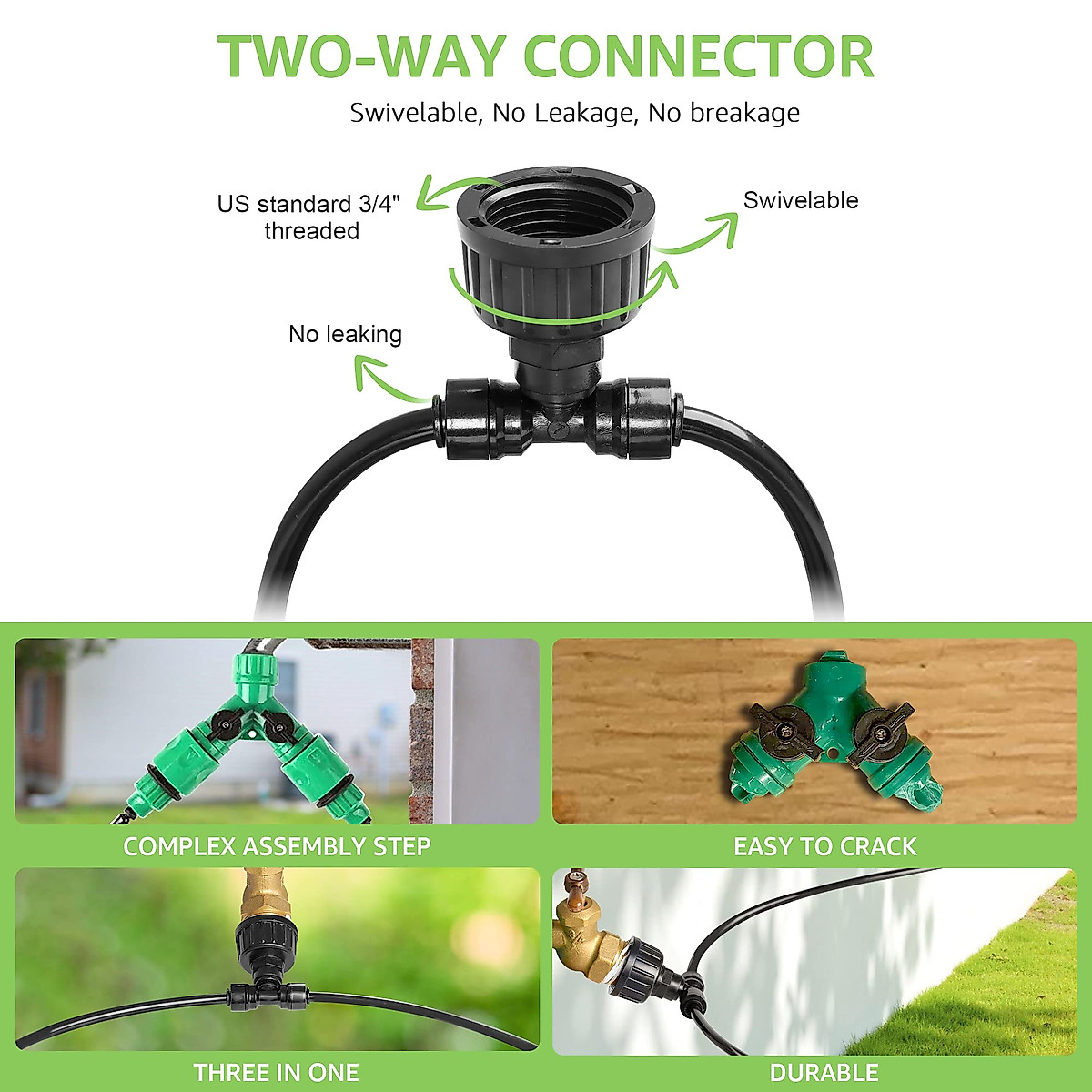 MIXC Easy-Connect Drip Irrigation Kit, 100FT Garden Micro Automatic Irrigation System Patio Misting Plant Watering System with 1/4" Blank Distribution Tubing Adjustable Nozzle Emitters Sprinkler