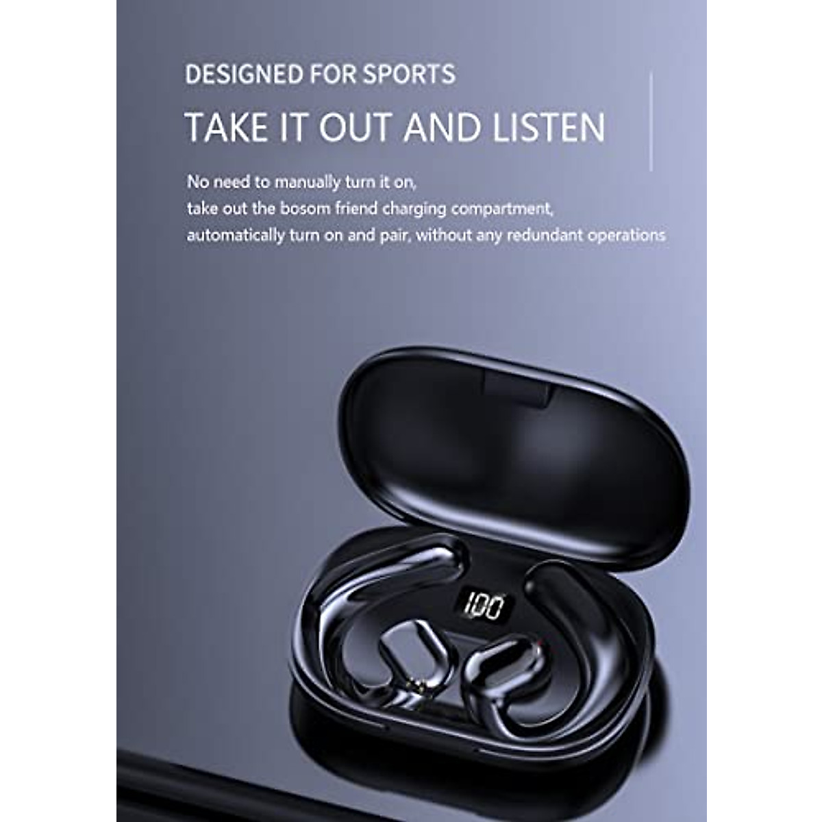 TEDATATA Bluetooth Headphones Bone Conduction Headphones Wireless Bluetooth Ear Hanging Digital Display Sports Headphones…