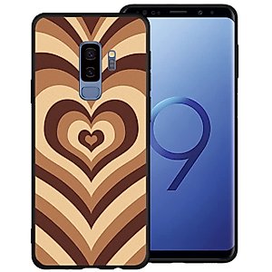 zaztify Compatible with Samsung Galaxy S9 Plus, Khaki Heart Tunnel Center Love Swirl Cute Pattern Shockproof Protective Anti-Slip Thin Slim Soft Phone Case Cover Shell