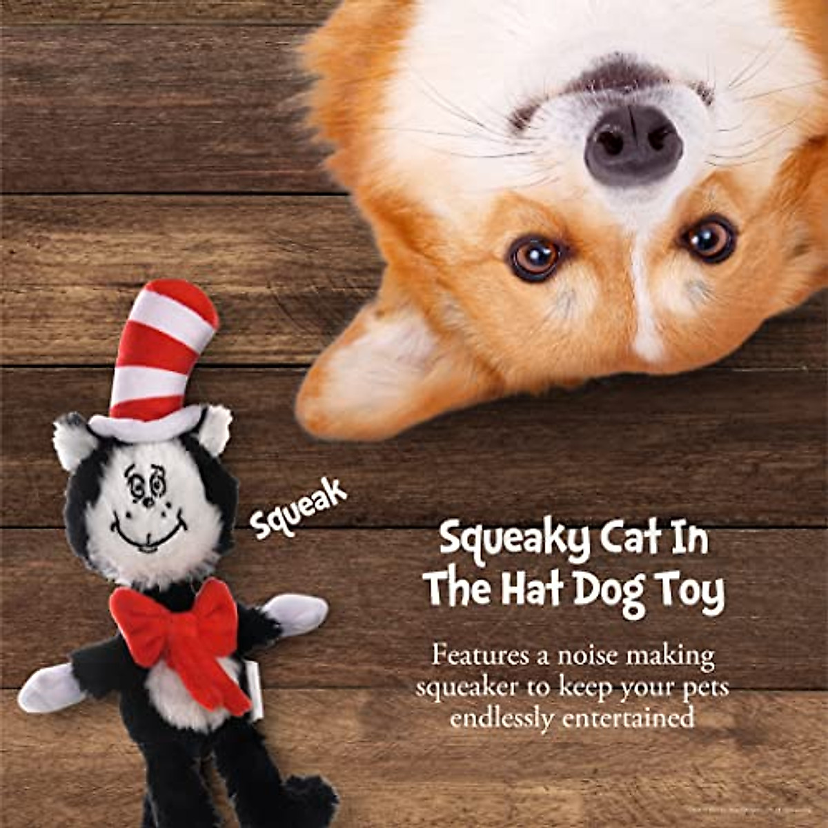 Dr. Seuss for Pets The Cat in The Hat Figure Plush Dog Toy | Small Dog Toys, 6 Inch Dog Toy The Cat from The Cat in The Hat | Red, White, and Black Stuffed Animal Dog Toy from Dr Seuss Collection
