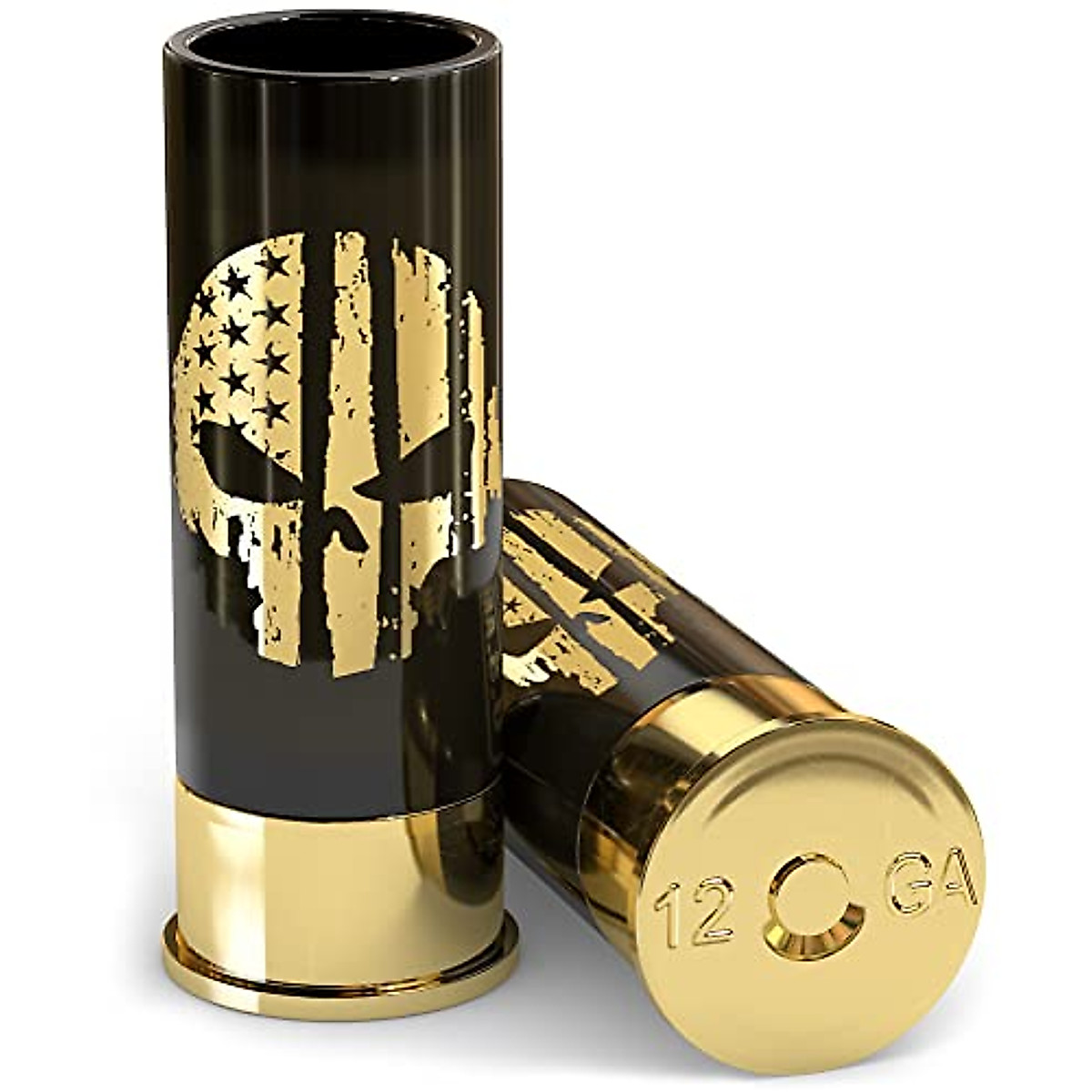 Old Southern Brass Punisher Skull American Flag Patriotic Shot Glasses - Set of 4 - Great gift ideas for men - American Owned Company