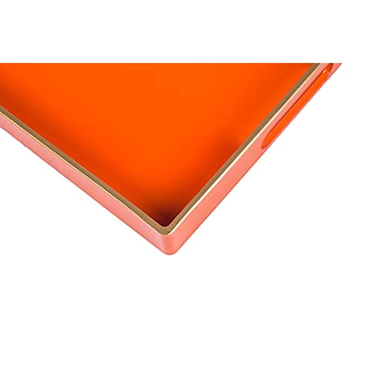 MAONAME Orange Serving Tray with Handles, Modern Decorative Tray for Coffee Table, Plastic Rectangular Tray for Ottoman, Bathroom, Halloween Decor, 15.75” x 10.2” x1.57