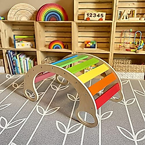 Greenwalnut Wooden Rainbow Rocking Chair , Rainbow Rocker , Rocking Bed , Pretend Play Stand, Rainbow Rocker Arch
