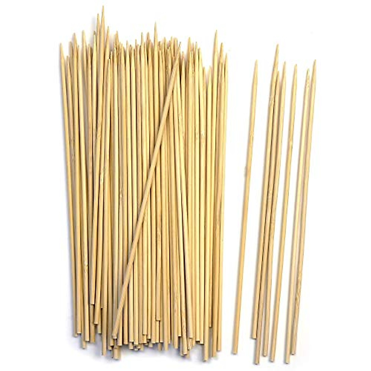 [200 Pack] 8" Bamboo Skewers BBQ Sticks for Shish Kabob, Fondue, Satay, Outdoor Grilling, Marshmallow, Appetizer, Fruit, Corn, Chocolate Fountain, Cocktail