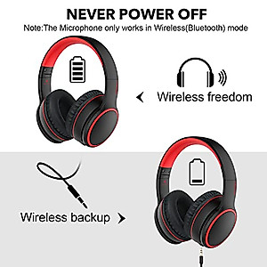 RORSOU B10 Bluetooth Headphones Over Ear, Lightweight Folding Stereo Bass Wireless and Wired Headset with Mic, 40H Playtime, Volume Control, Bluetooth 5.3 Headphones for iPad/Travel/Tablet/PC (Black)