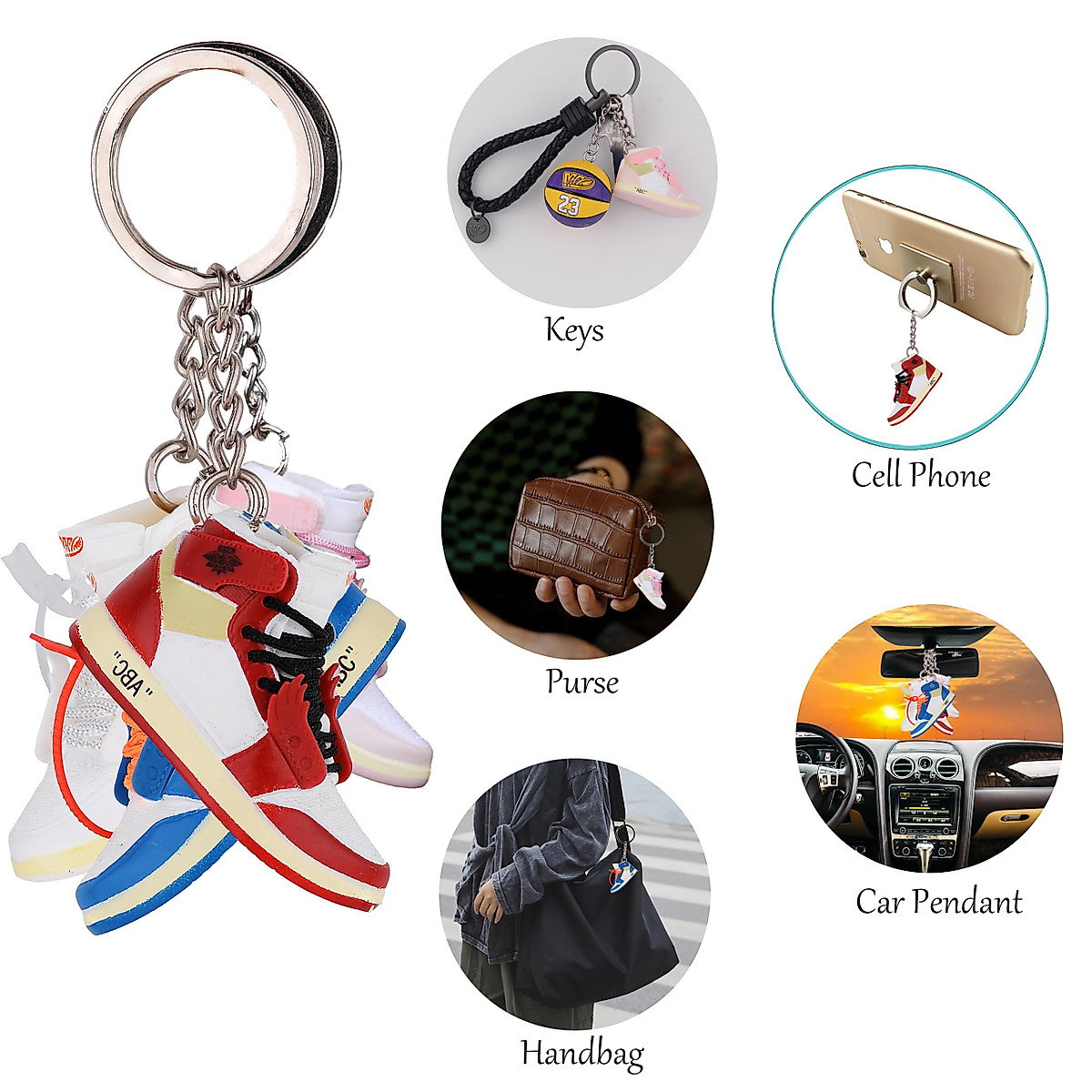 MPK Mini Sneaker Keychain - 3D Basketball Keychain Accessories for Men, Women,graduation gifts,inspirational gifts (Red-3)